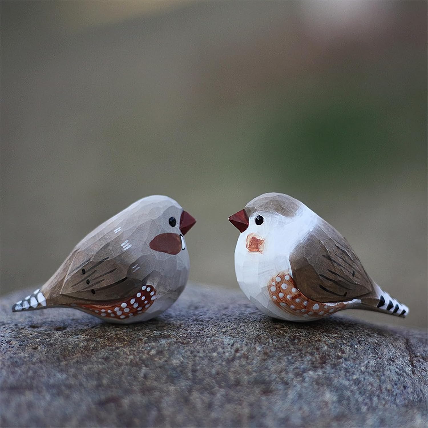 Amazon.com: TALKLEK Hand Carved Wooden Zebra Finch Bird Figurine Wooden ...