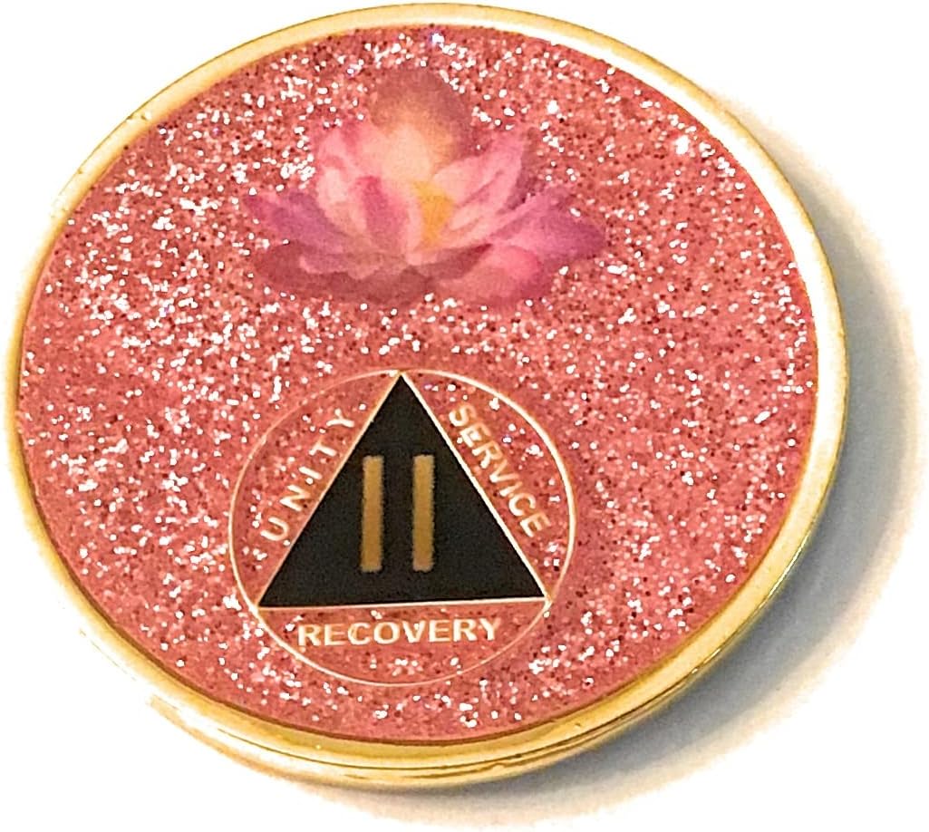 Amazon.com: 2 Year AA Medallion - The Lotus Pink Medallion Glitter ...