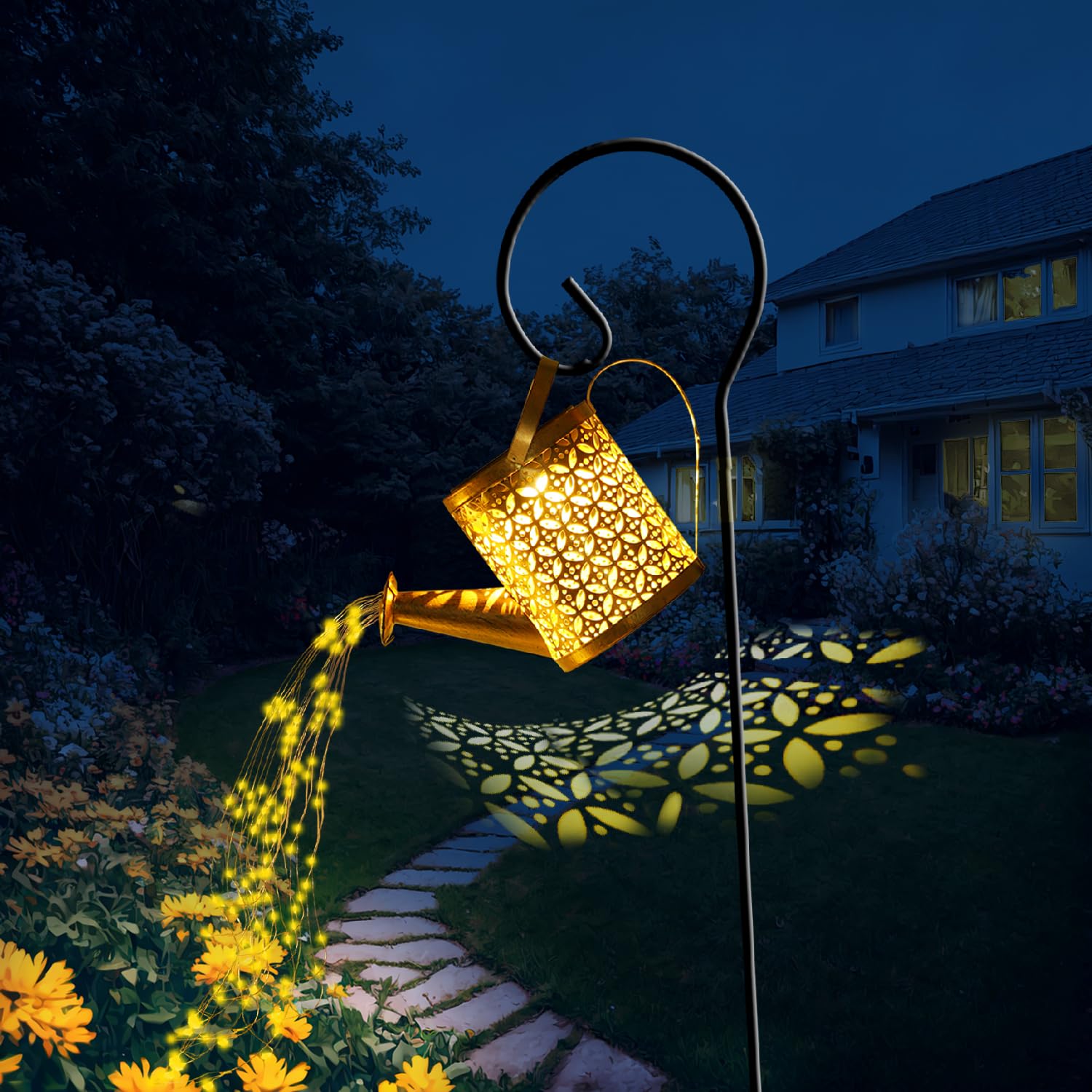 Backyard Decor Solar Fairy Watering Cascading Lights Solar Christmas ...