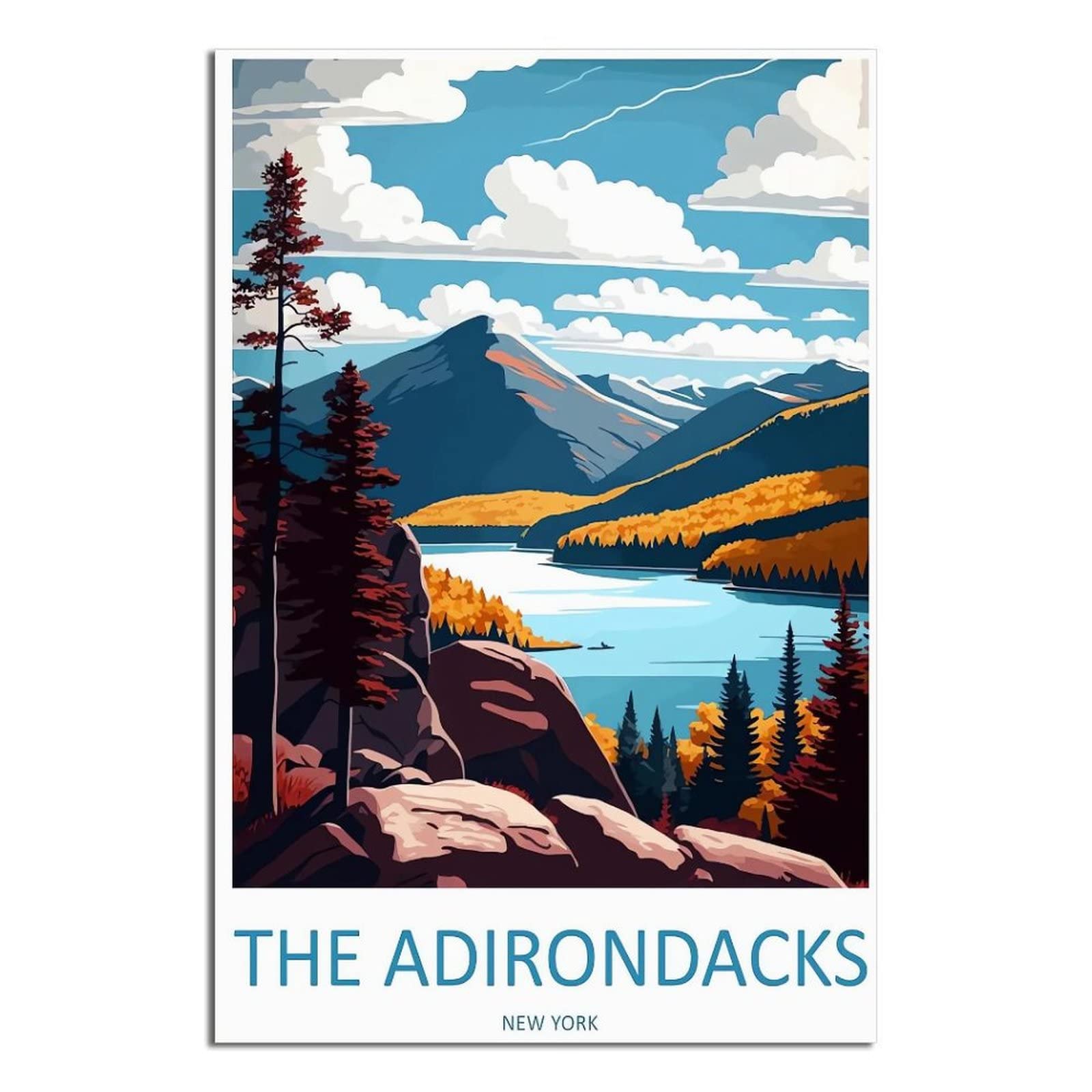 Amazon.com: The Adirondacks New York Vintage Travel Posters Landscape ...