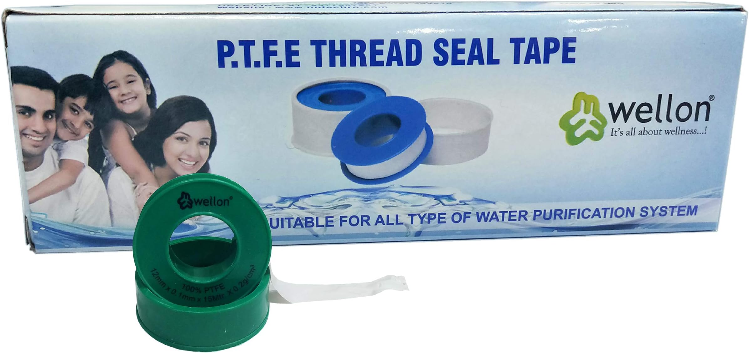 WELLON Teflon Tape PTFE Thread seal Tape 12 mm x 15 meters for Plumbing ...