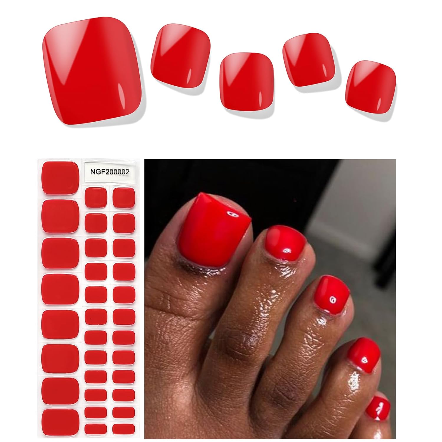 Amazon.com: Kalolary Red Gel Toenail Strips, Red Toenail Stickers ...