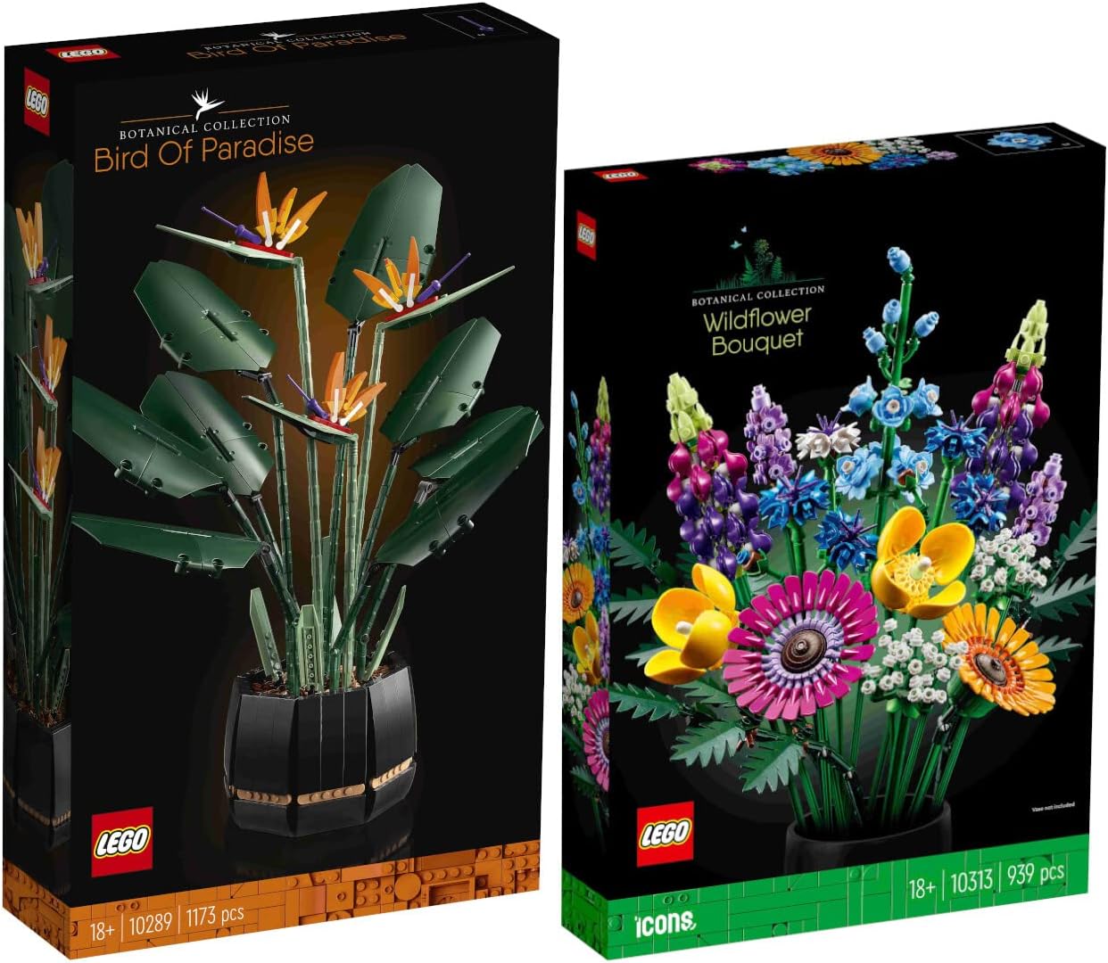 Amazon.com: Lego Set of 2: 10313 Wild Flower Bouquet & 10289 Bird of ...
