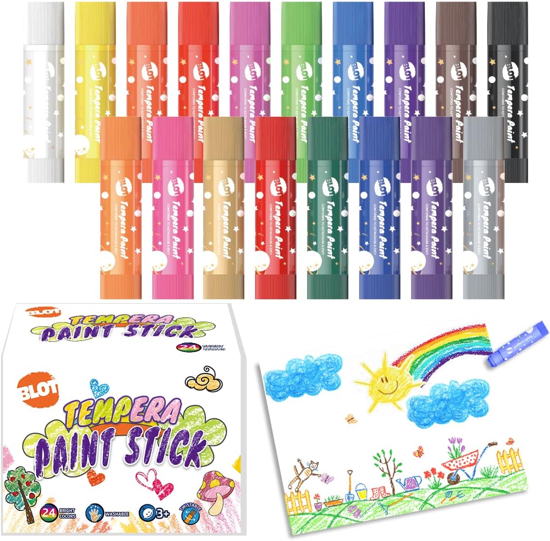Playcolor Sticks de Peinture Gouache Solide 10g Basic One - 12 couleurs ...