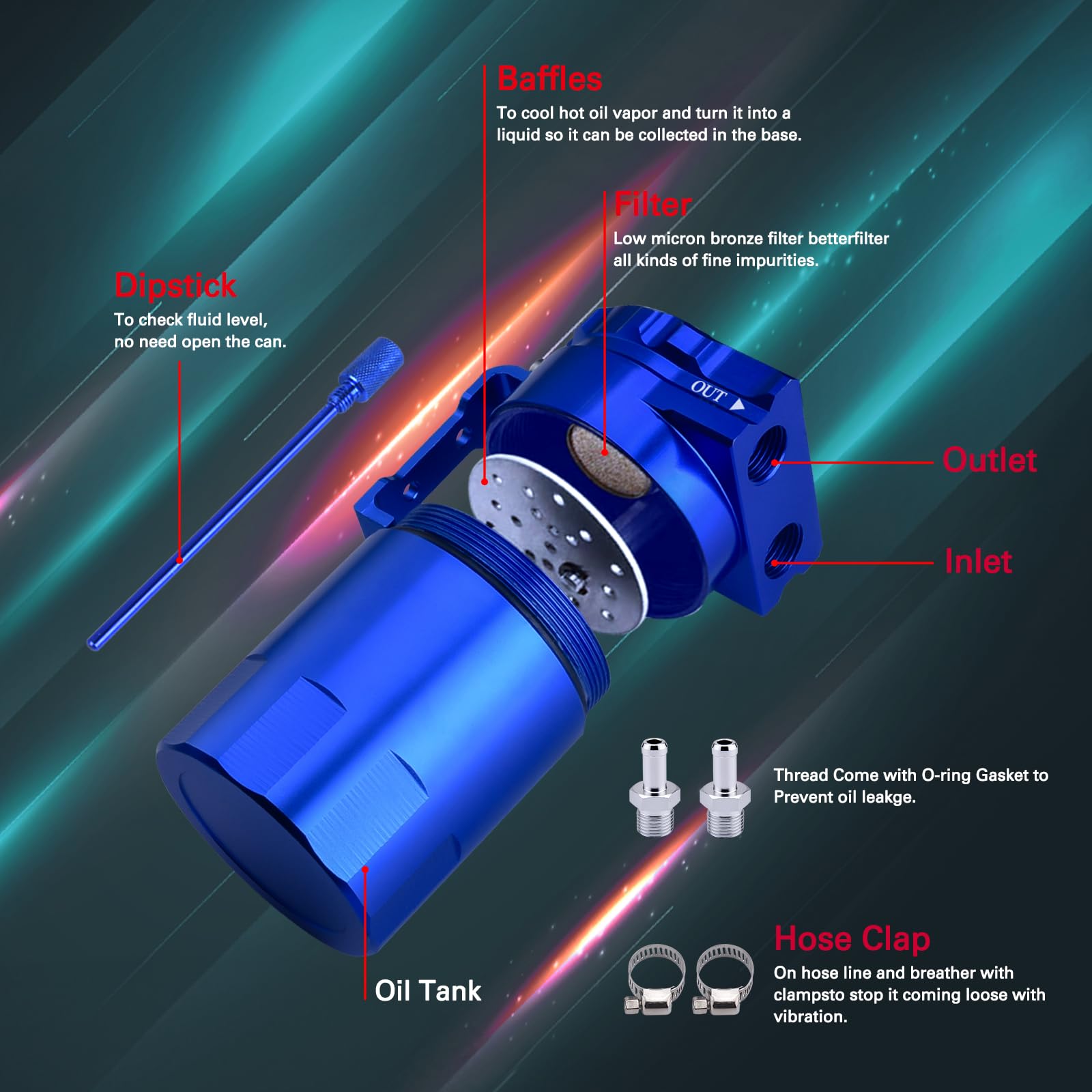 Snapklik.com : SPEEDWOW Universal Oil Catch Can Tank Filter Baffled