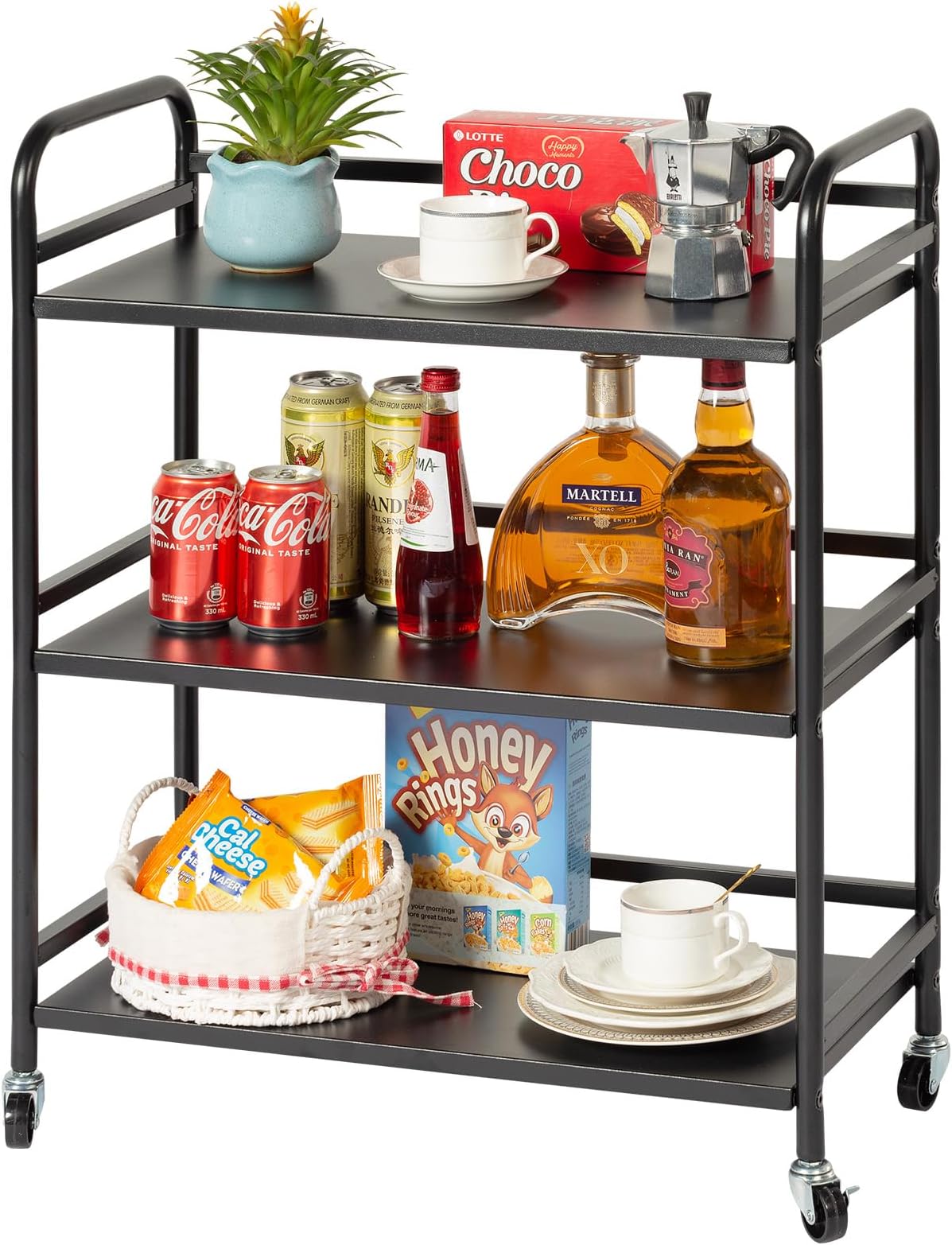 Amazon.com: VEVOR 3-Tier Metal Rolling Cart, Heavy Duty Utility Cart ...