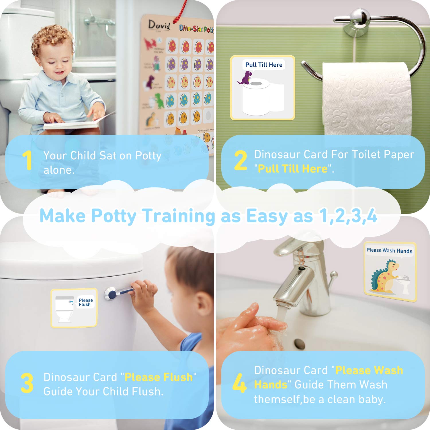 Potty Training Chart for Toddlers,Boys,Girls - Dinosaur Design ...
