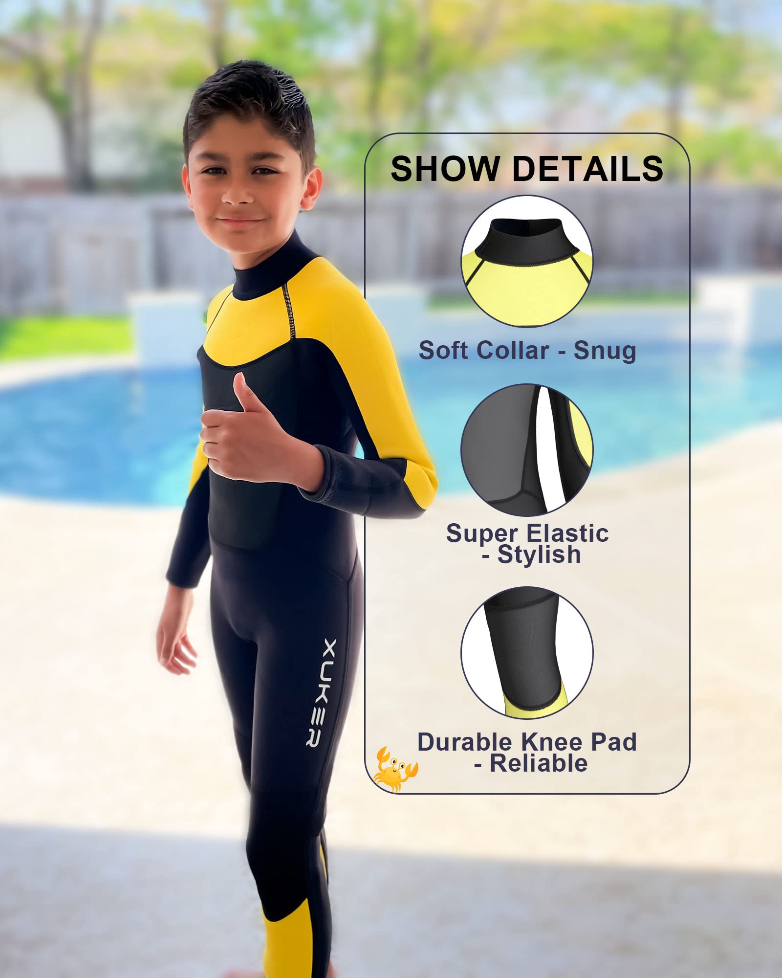 Snapklik.com : Kids Wetsuit For Boys Girls Toddlers, 3mm Wetsuit Back ...