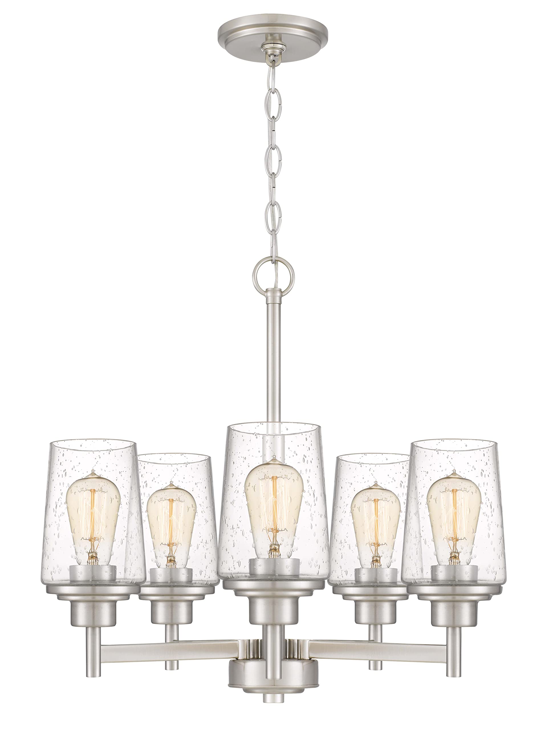 Jacob Modern 5-Light Chandelier Pendant Ceiling Light Brushed Nickle ...