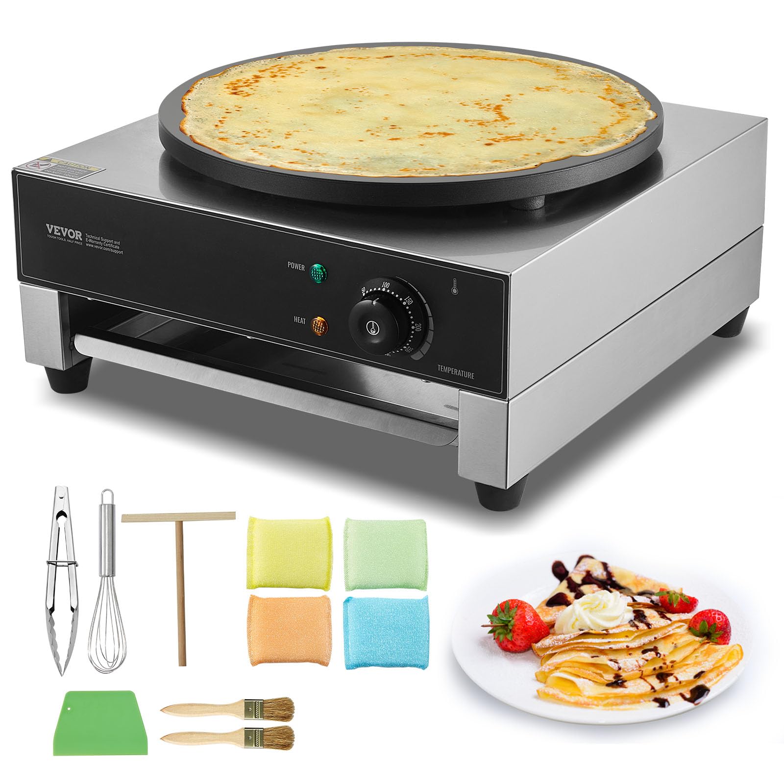 Amazon.com: VEVOR Electric Crepe Maker, 16-Inch Commercial Crepe ...