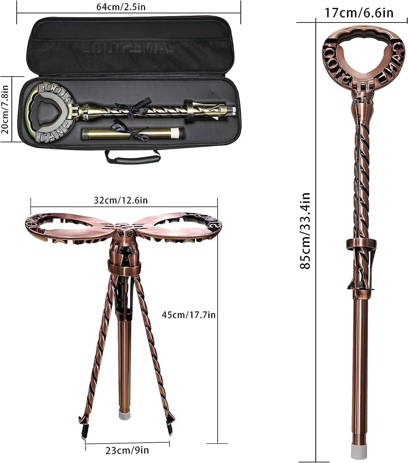 Portable Walking Cane with Seat Camping Cane Seat Telescoping Cane ...