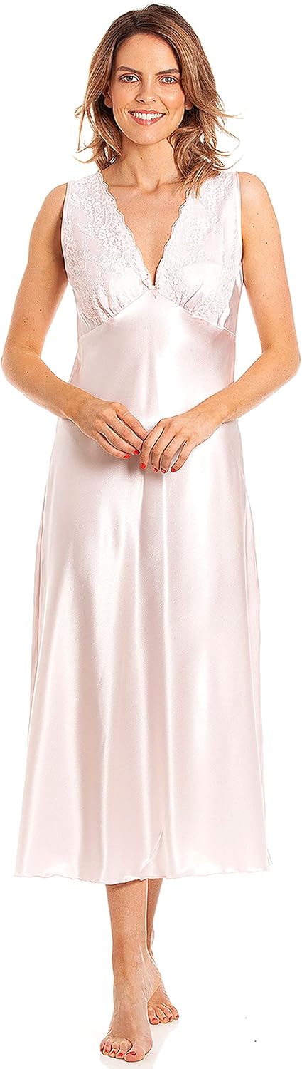 FASHION REVIEW Ladies English Made Long Satin Nightdress For Women ...
