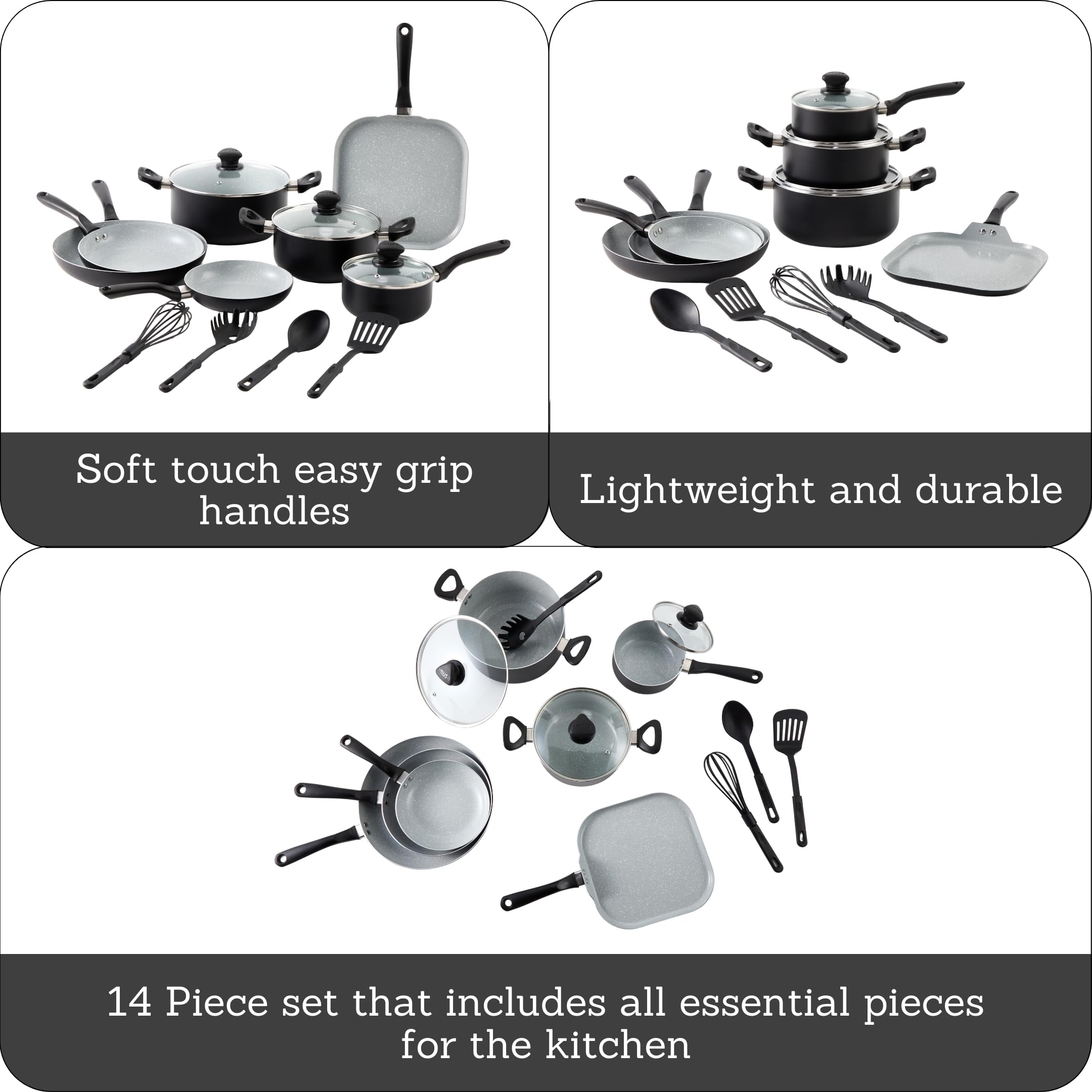 Snapklik.com : IMUSA Nonstick Ceramic Cookware Set 14-Piece