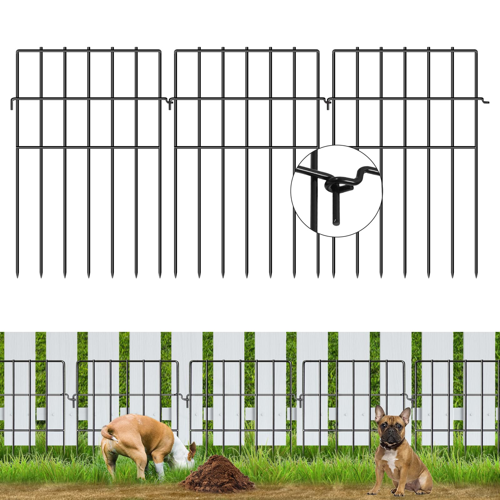 25 Panels Garden Fence Animal Barrier, 17in (H) X 27ft (L) No Dig ...