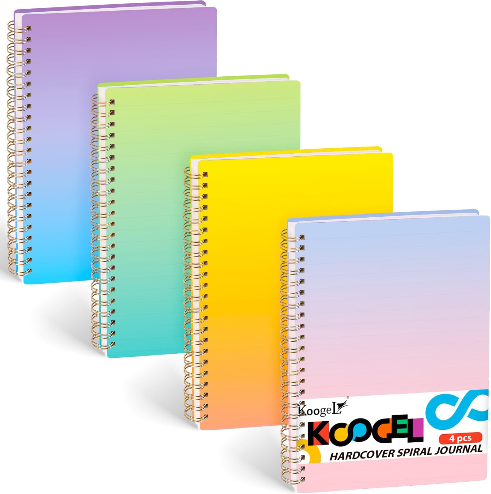 Amazon.com: Koogel 4PCS Spiral Notebooks A5, Hardcover Journal ...
