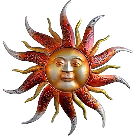 Amazon.com : Metal Sun Wall Art Decor-17.3 inches Rustic Retro Metal ...