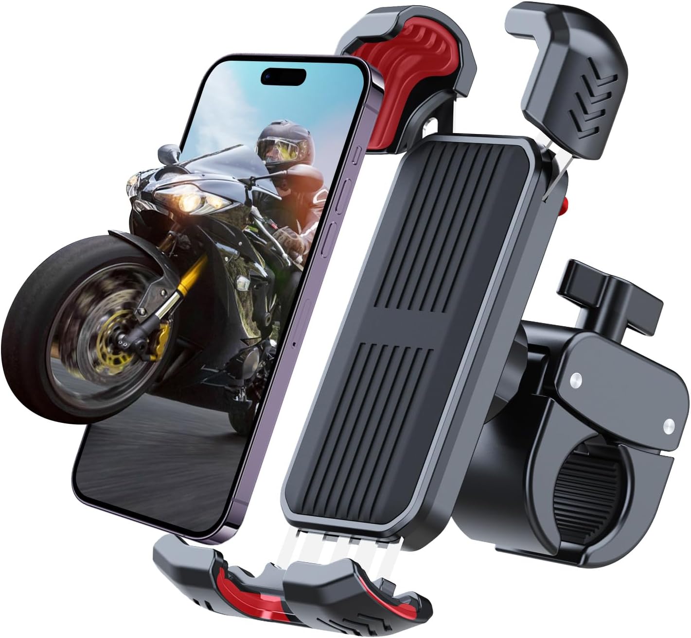 Bike Phone Holder, Moman PME1 Universal Motorcycle Phone Mount 360 ...