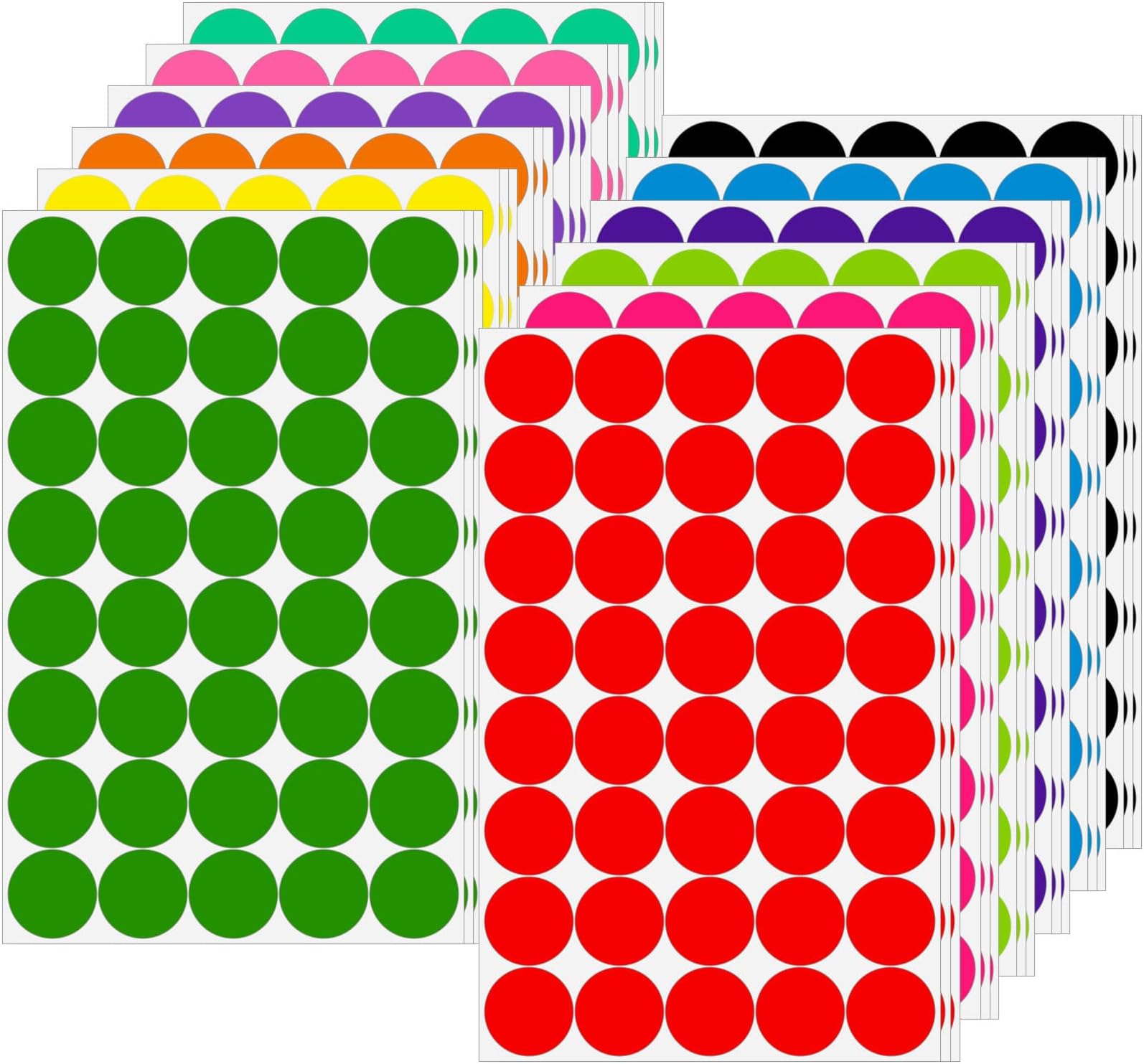 Amazon.com : 1440 PCS Colored Dot Stickers 3/4 Inch 12 Style Color ...