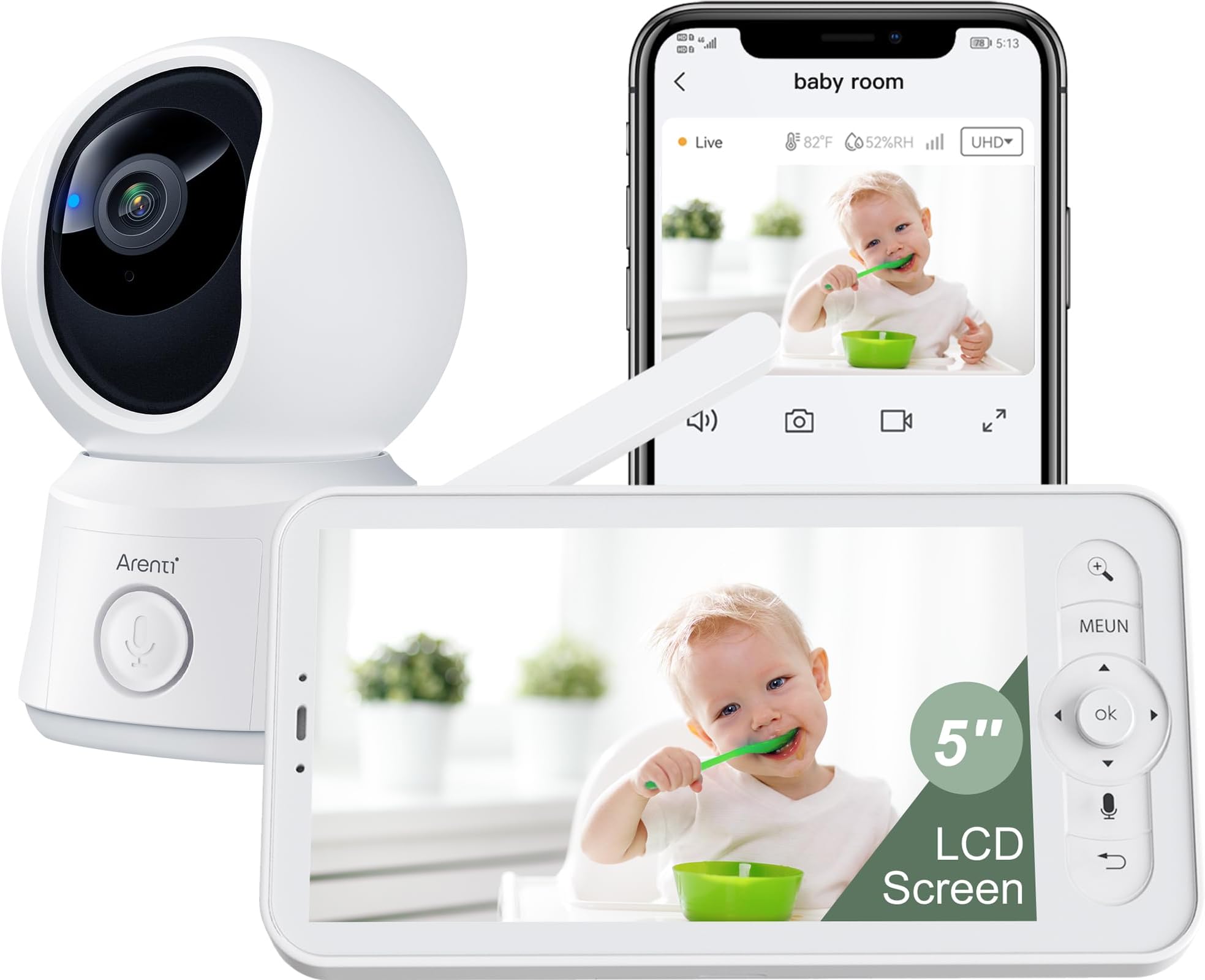 Amazon.com: NETVUE Peekababy Baby Camera Monitor Video - Baby Monitor ...