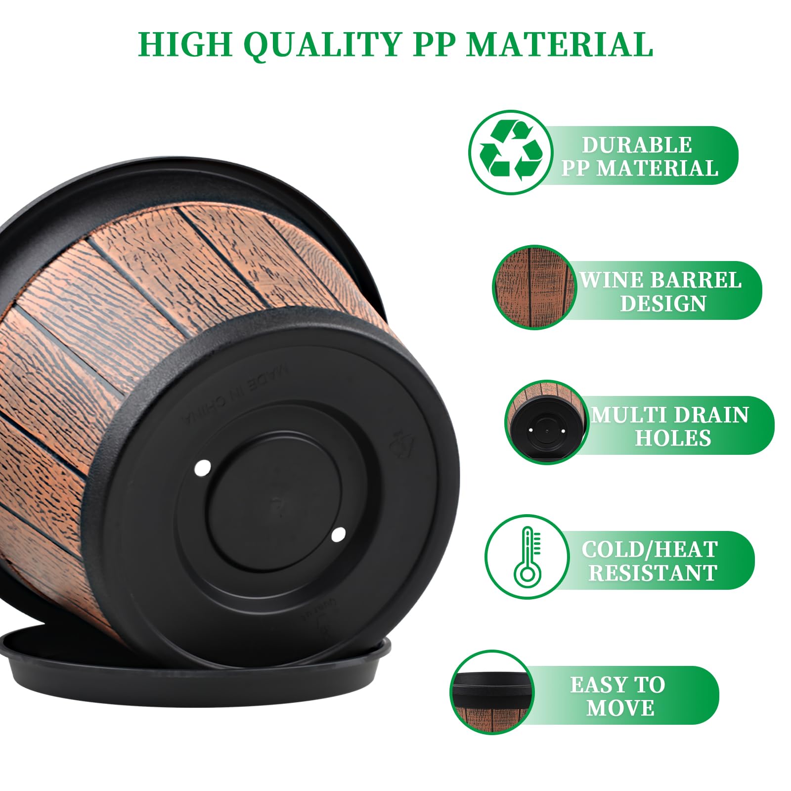 Snapklik.com : Quarut Large 4 Pack 14 Inch Plant Pots,Whiskey Barrel ...