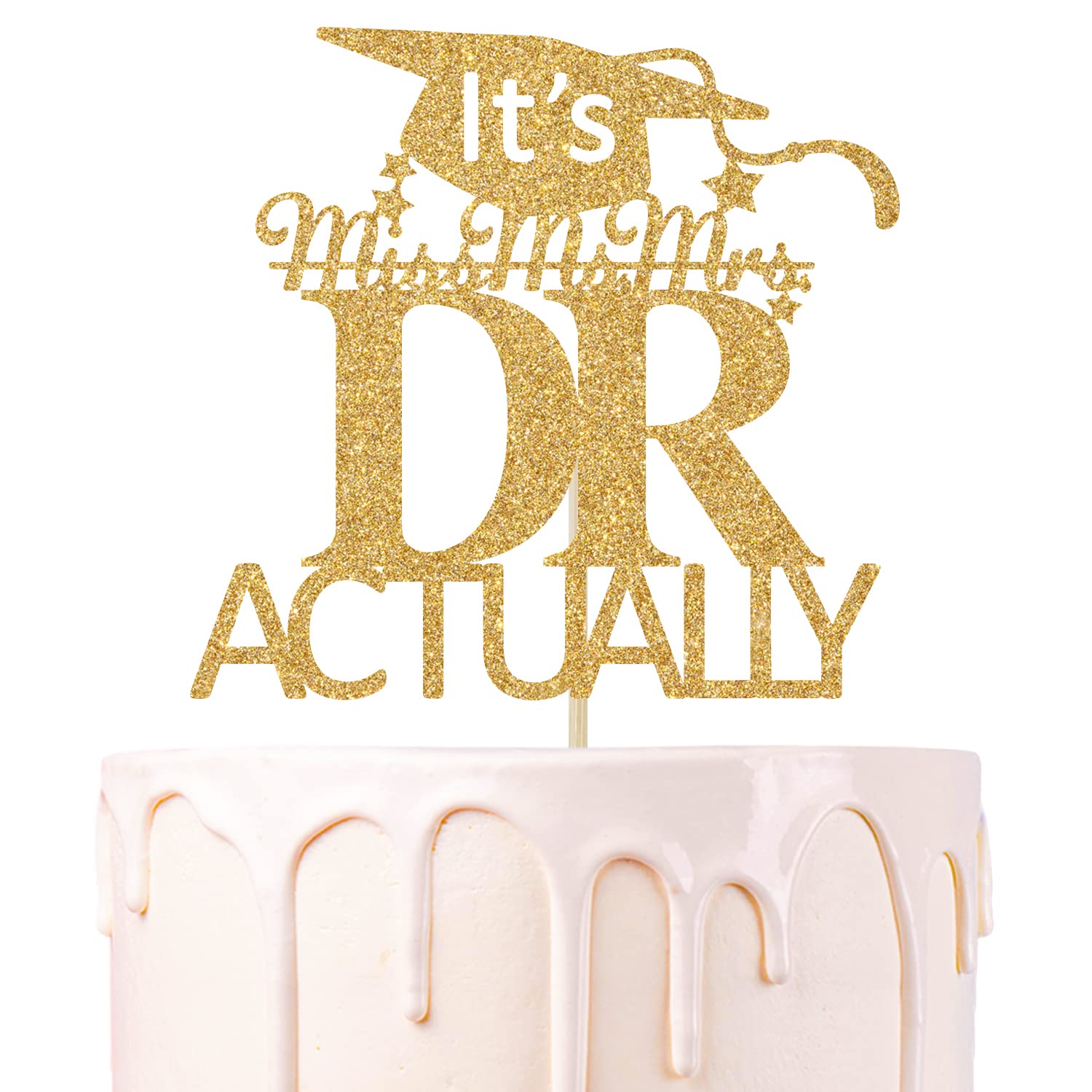 Amazon.com: Gold Glitter It's DR Actually Cake Topper, Congrats Doctor ...