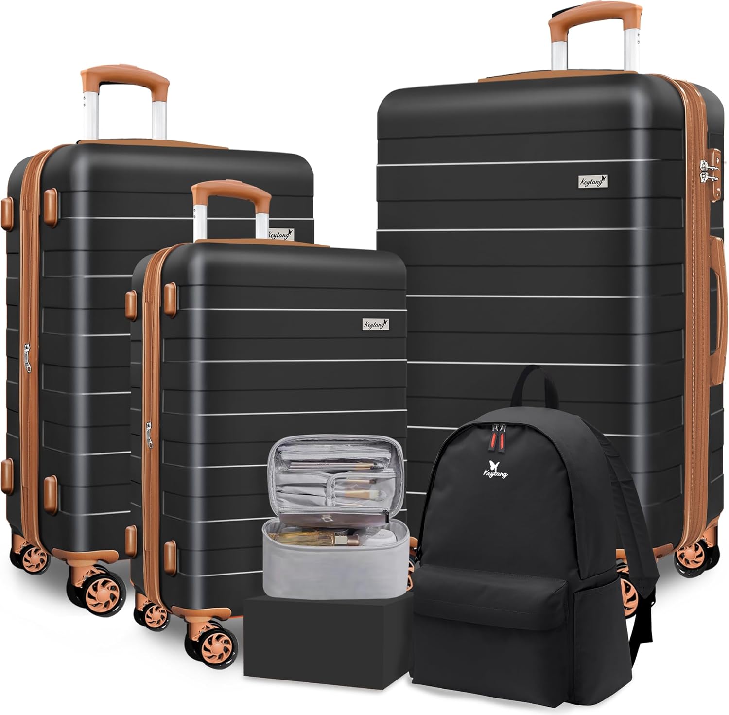 Amazon.com | KEYTANG Zebra Luggage Sets 5 Piece, Lightweight Hardside ...