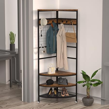 Amazon.com: Homissue Vintage Corner Hall Tree with Shoe Bench, Entryway ...