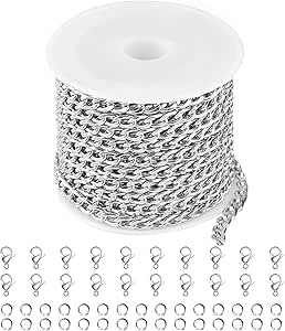 Amazon.com: Jabogrii 10 Meters Silver Stainless Steel Chain Spool DIY ...