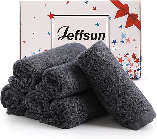 Amazon.com: Face Towels 6 Pack, 13x13 inch Extra Large Grey Wash Cloths ...