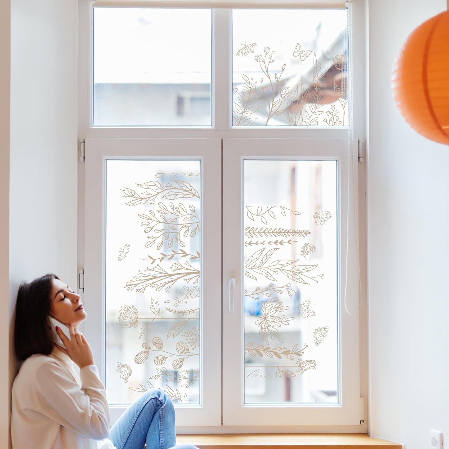 Amazon.com: PLIGREAT 9 Sheets Line Flowers Leaves Bushes Window ...