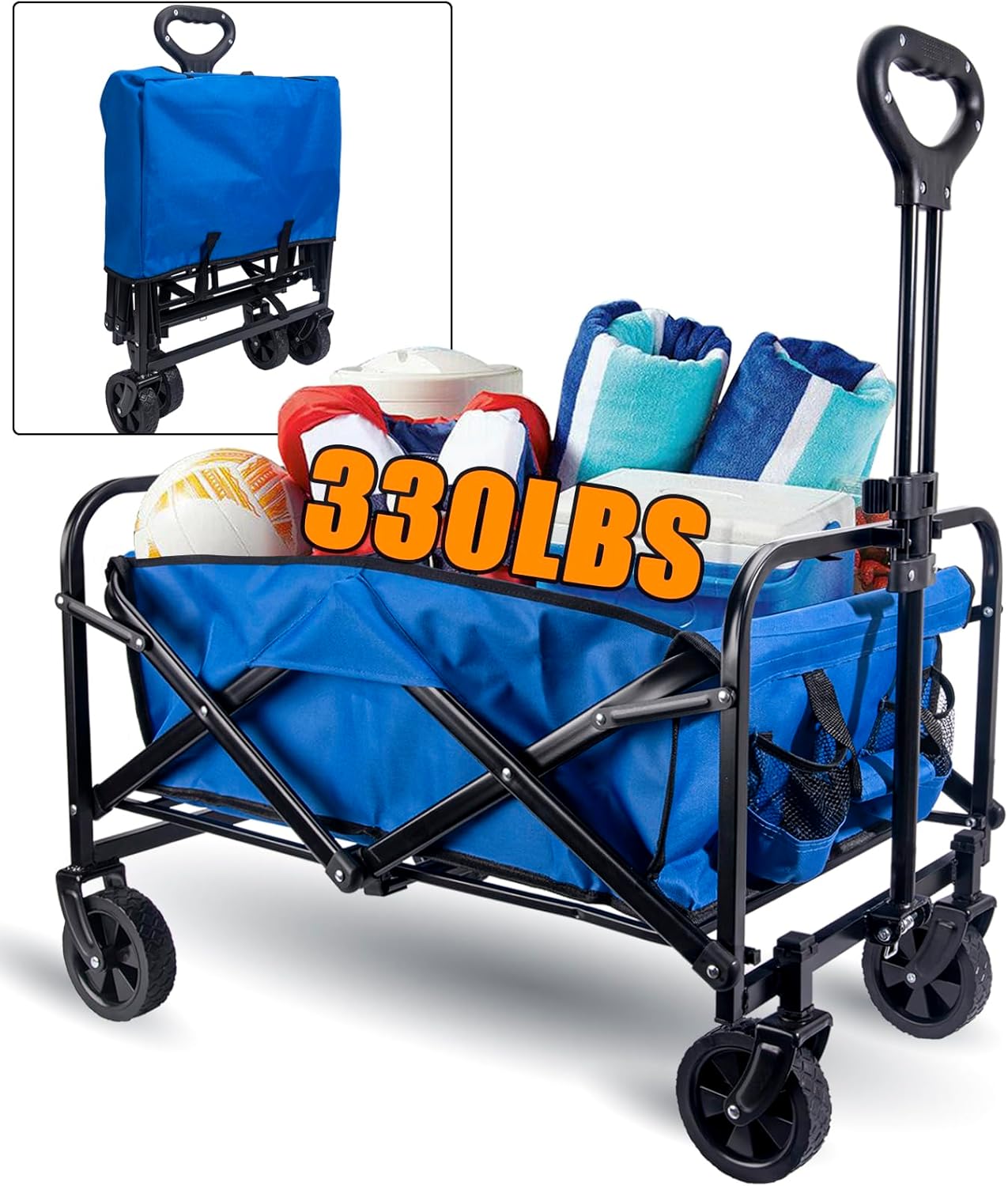 Amazon.com : Heavy Duty 330lbs Collapsible Folding Wagon Cart - Outdoor ...