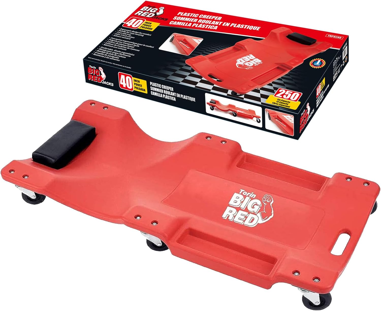 Amazon.com: BIG RED TRP6240 Torin Blow Molded Plastic Rolling Garage/Shop Creeper: 40" Mechanic ...
