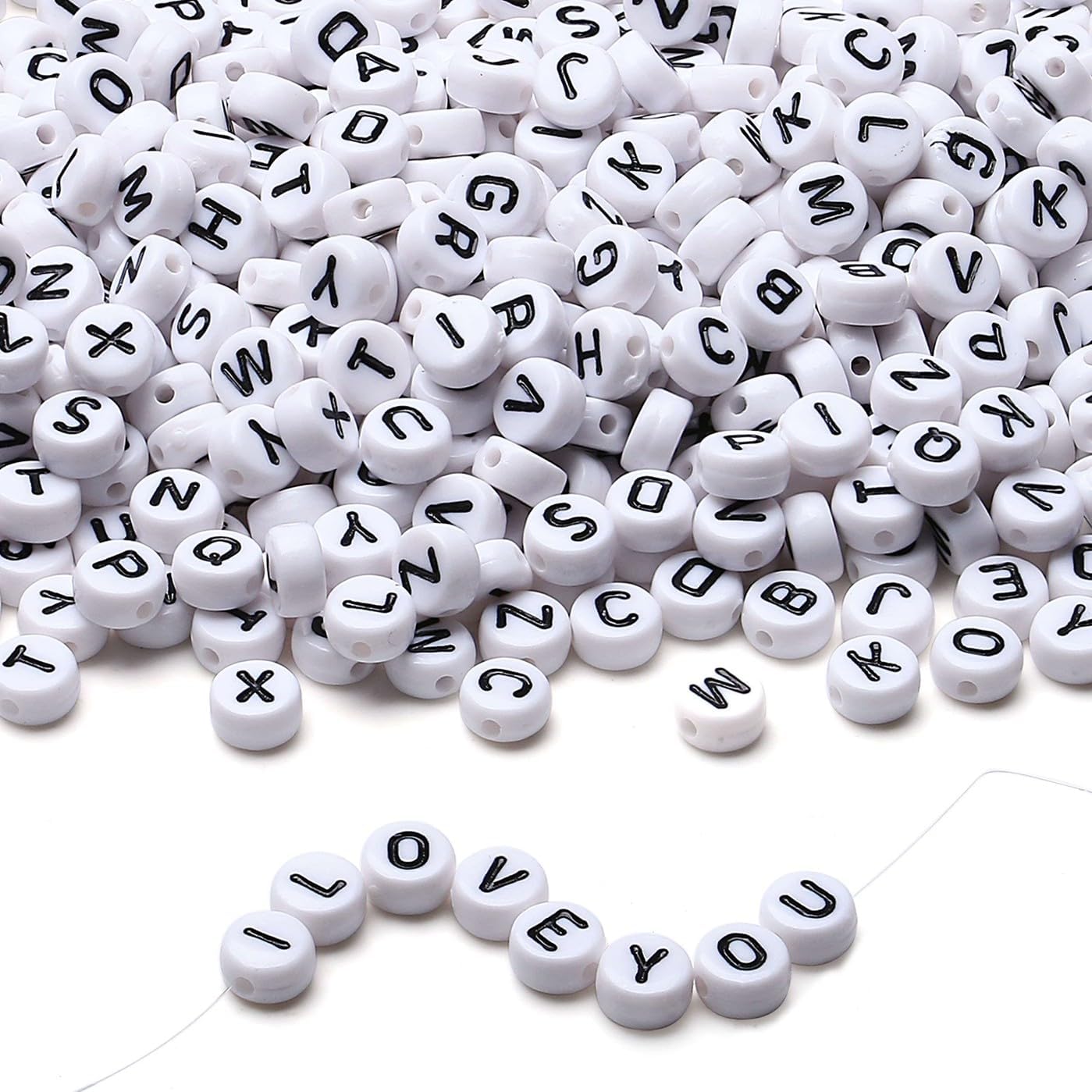 Amazon.com: LAIDANLA 1500PCS Acrylic Letter Beads Alphabet Black ...