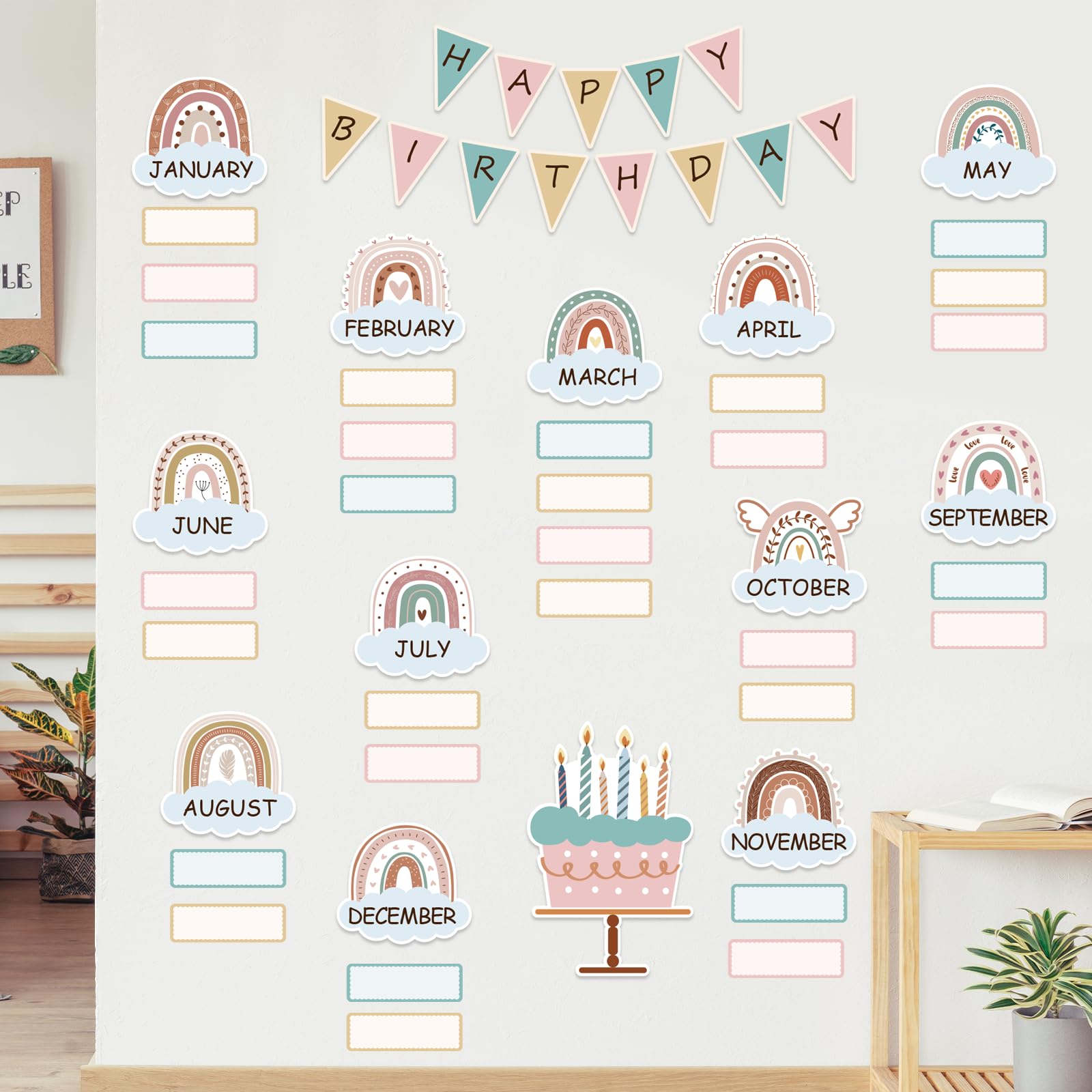Bulletin Board Decorations 152 Pcs Oh Happy Boho Style Classroom Day ...