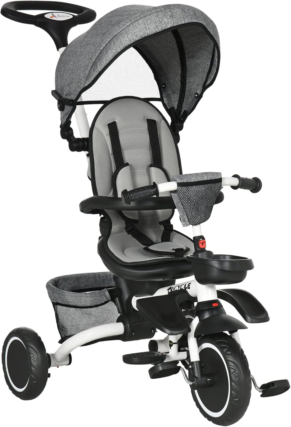 HOMCOM 6 in 1 Kids Trike with Parent Handle Foldable Toddler Push Along ...