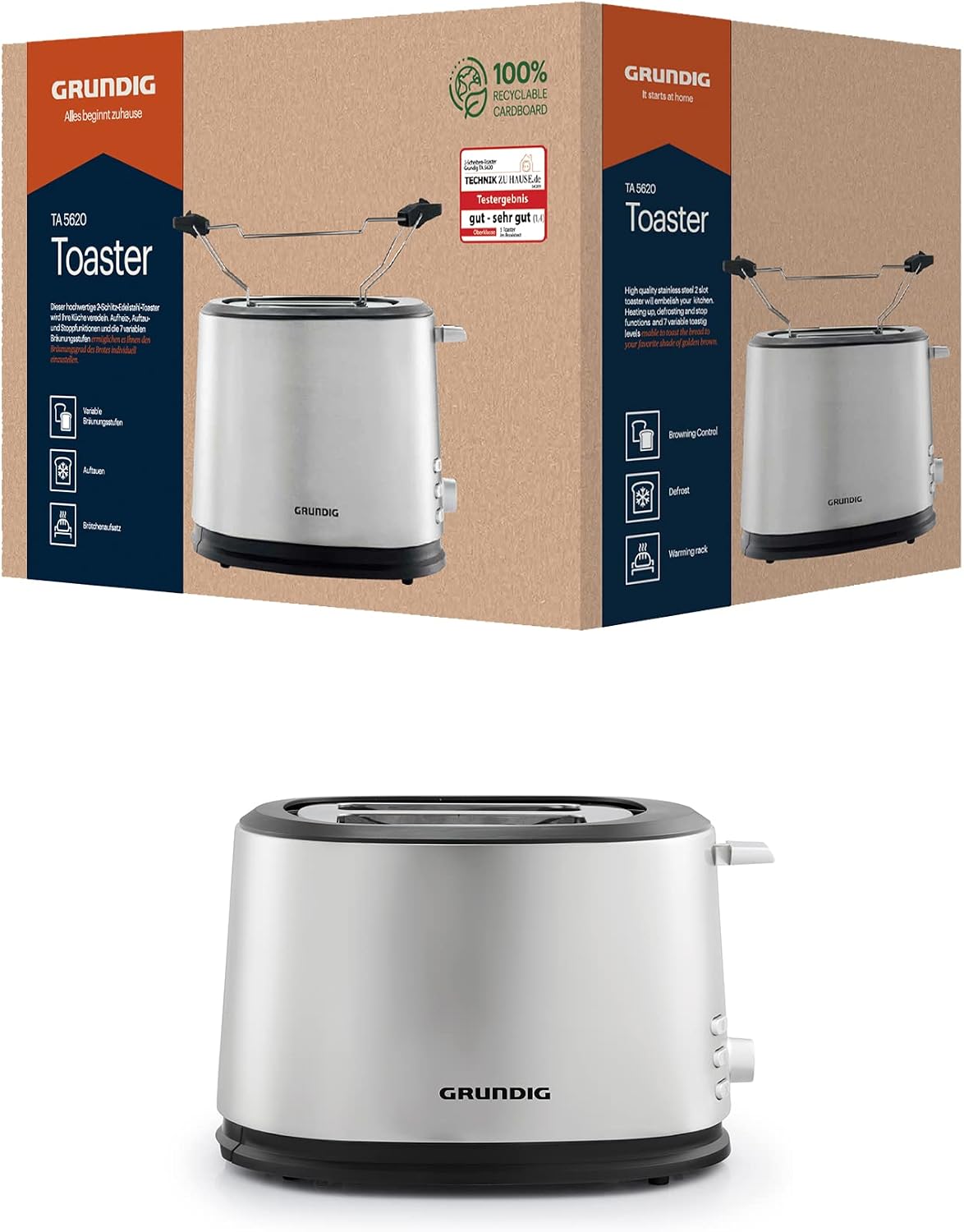 Grundig TA 5620 Toaster, Silber/Schwarz : Amazon.de: Küche, Haushalt ...