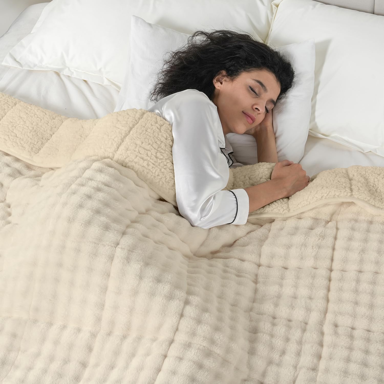 Amazon.com: Cottonblue Weighted Blanket 20lbs Bubble Fleece Plush ...