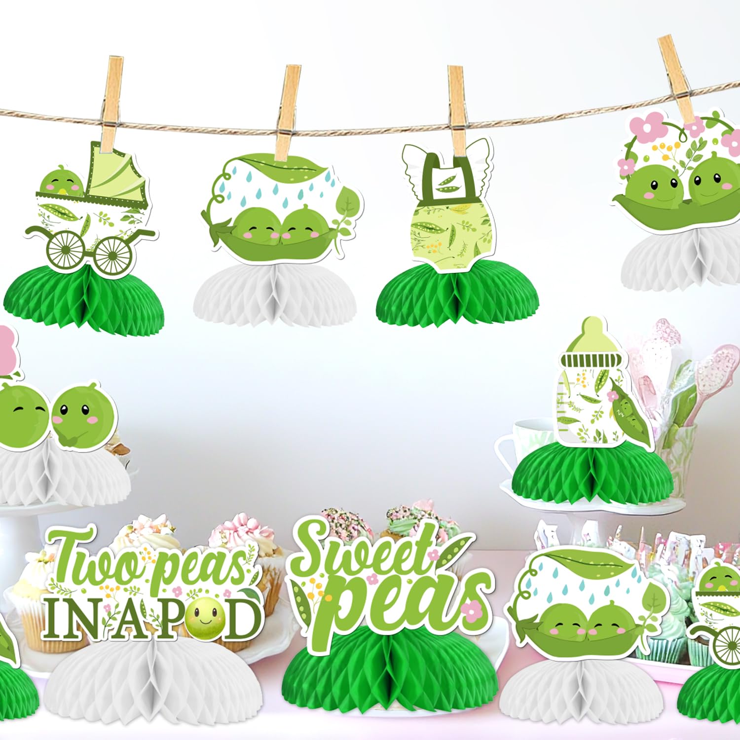 Green Peas Baby Shower Theme Centerpiece