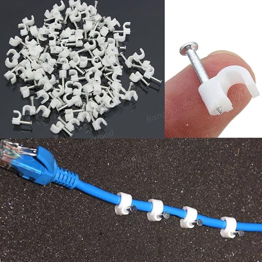 CLASSYTEK 6mm Diameter Wire Fastener Circle Cable Clips with Metal Nail ...