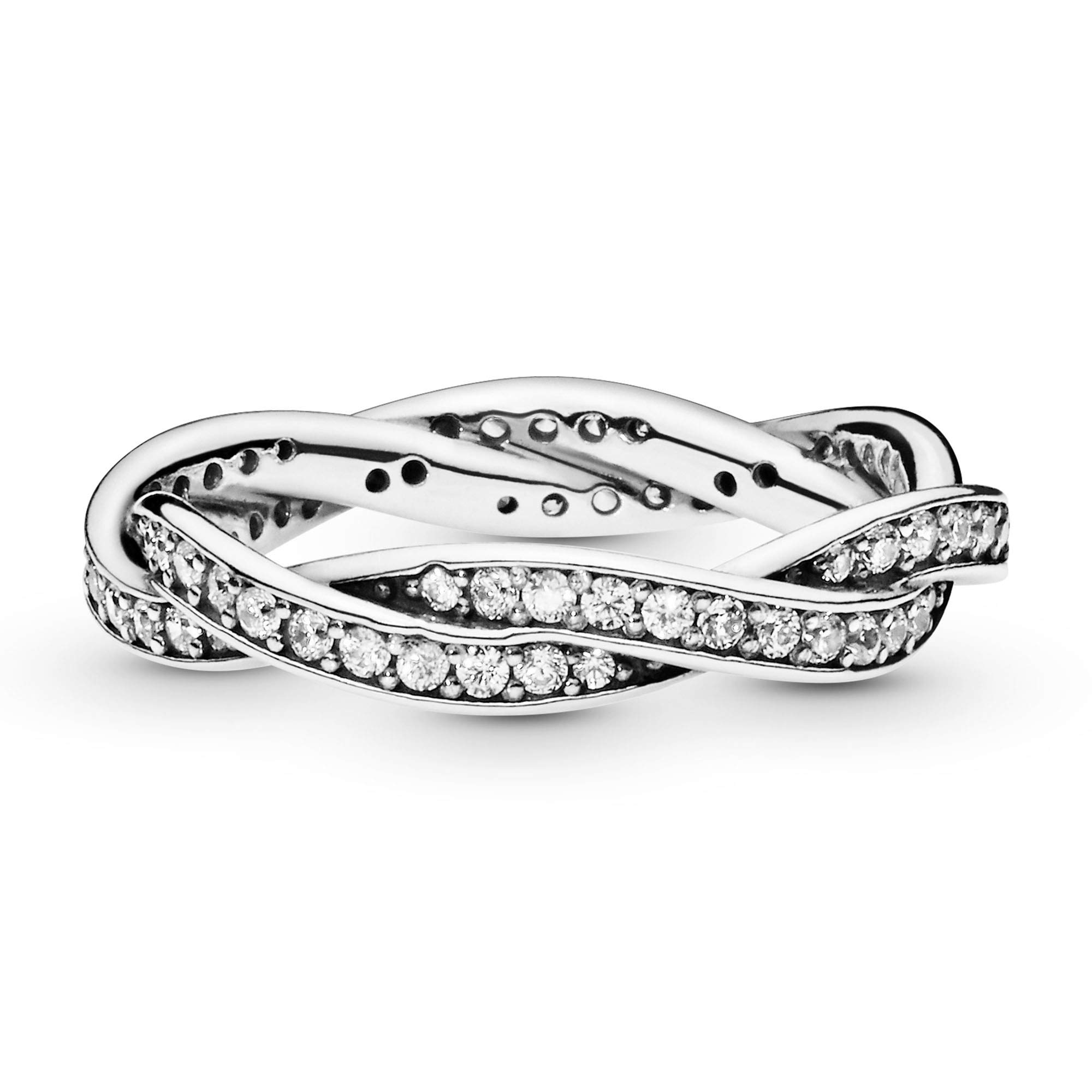 Pandora Sparkling Twisted Lines Ring - Gift for Her - Stackable ...