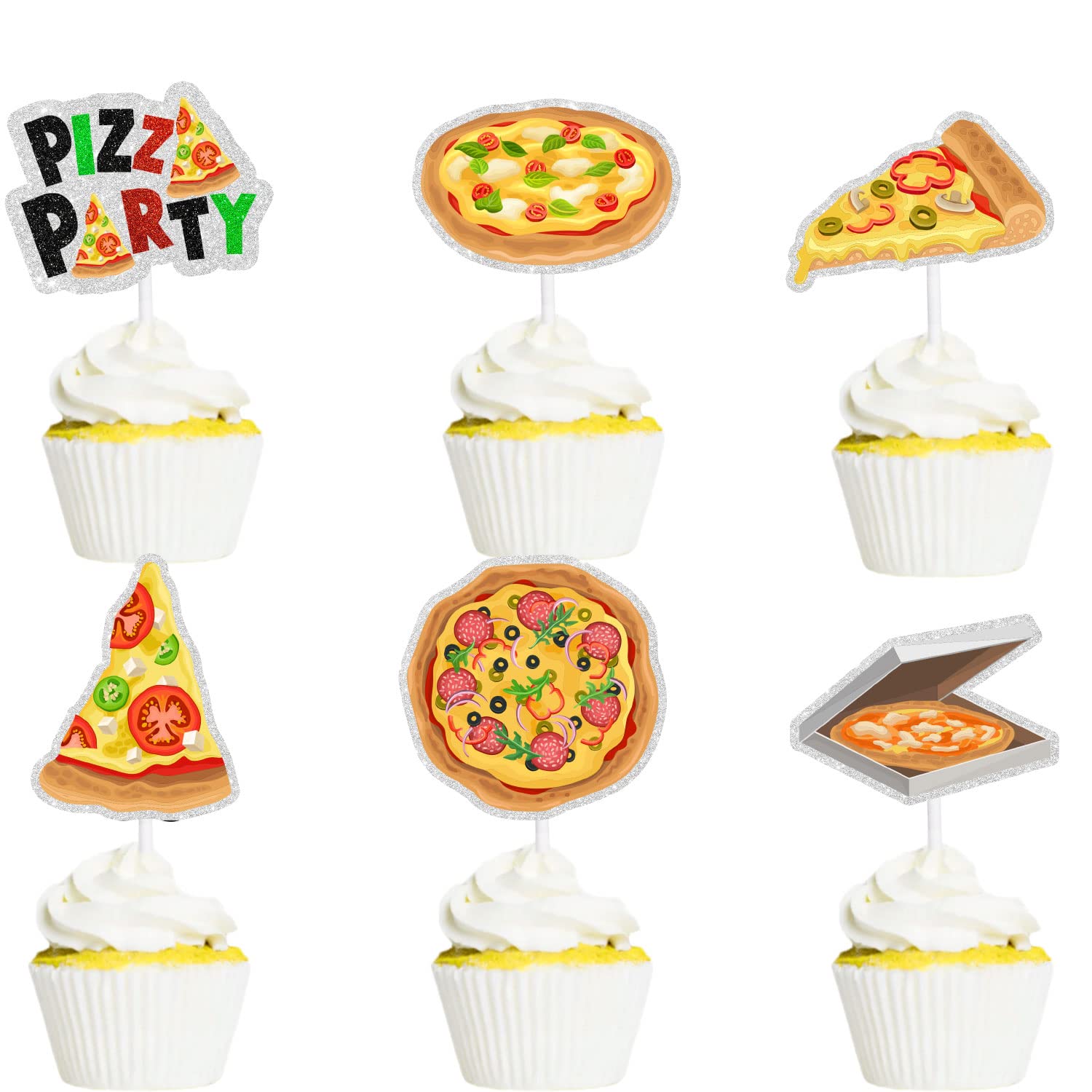 Amazon.com: 18 PCS Pizza Theme Cupcake Toppers - Ideal for Pizza Night ...
