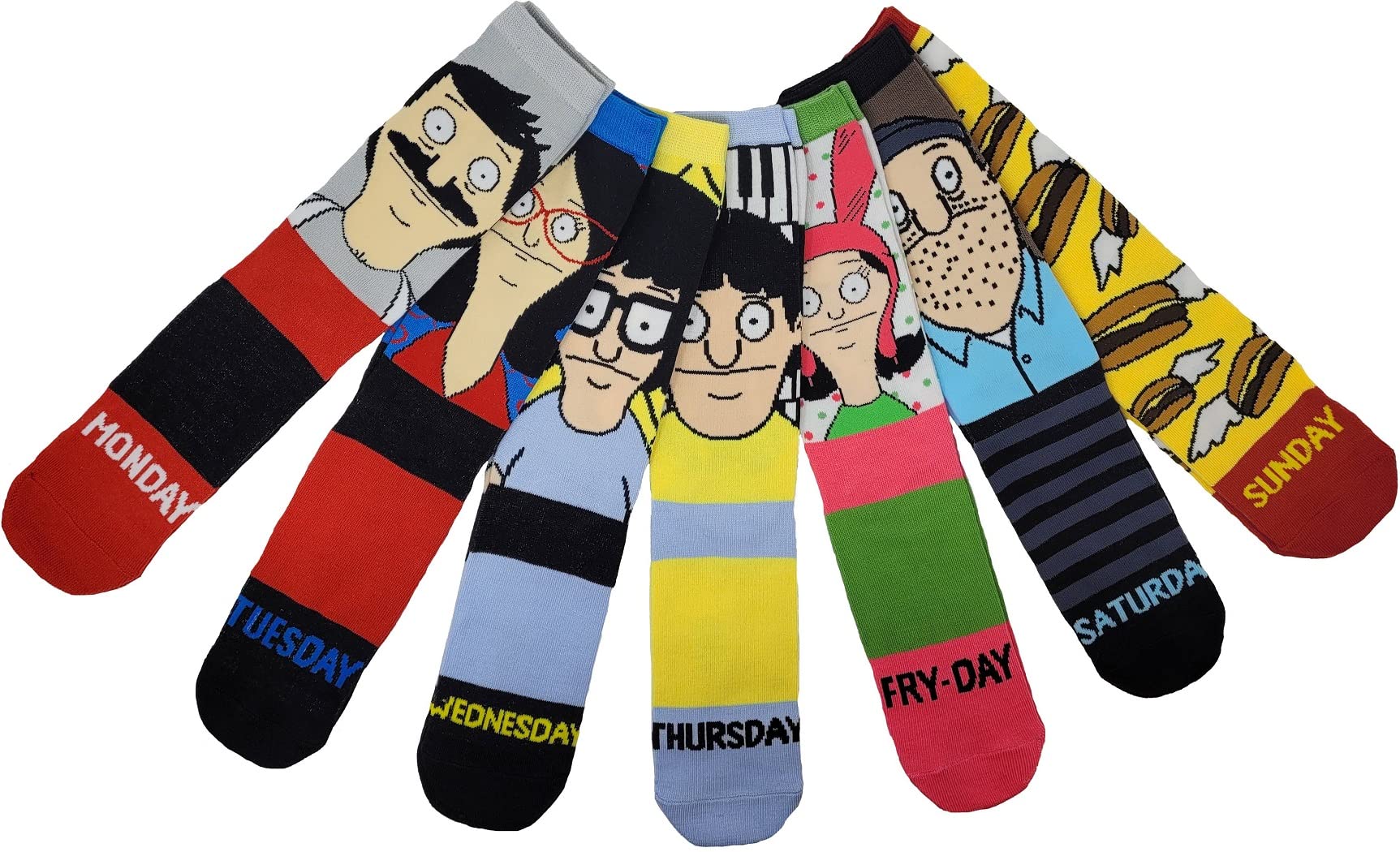 Buy Ripple Junction Bob's Burgers 7 Days of the Week Characters Multi ...