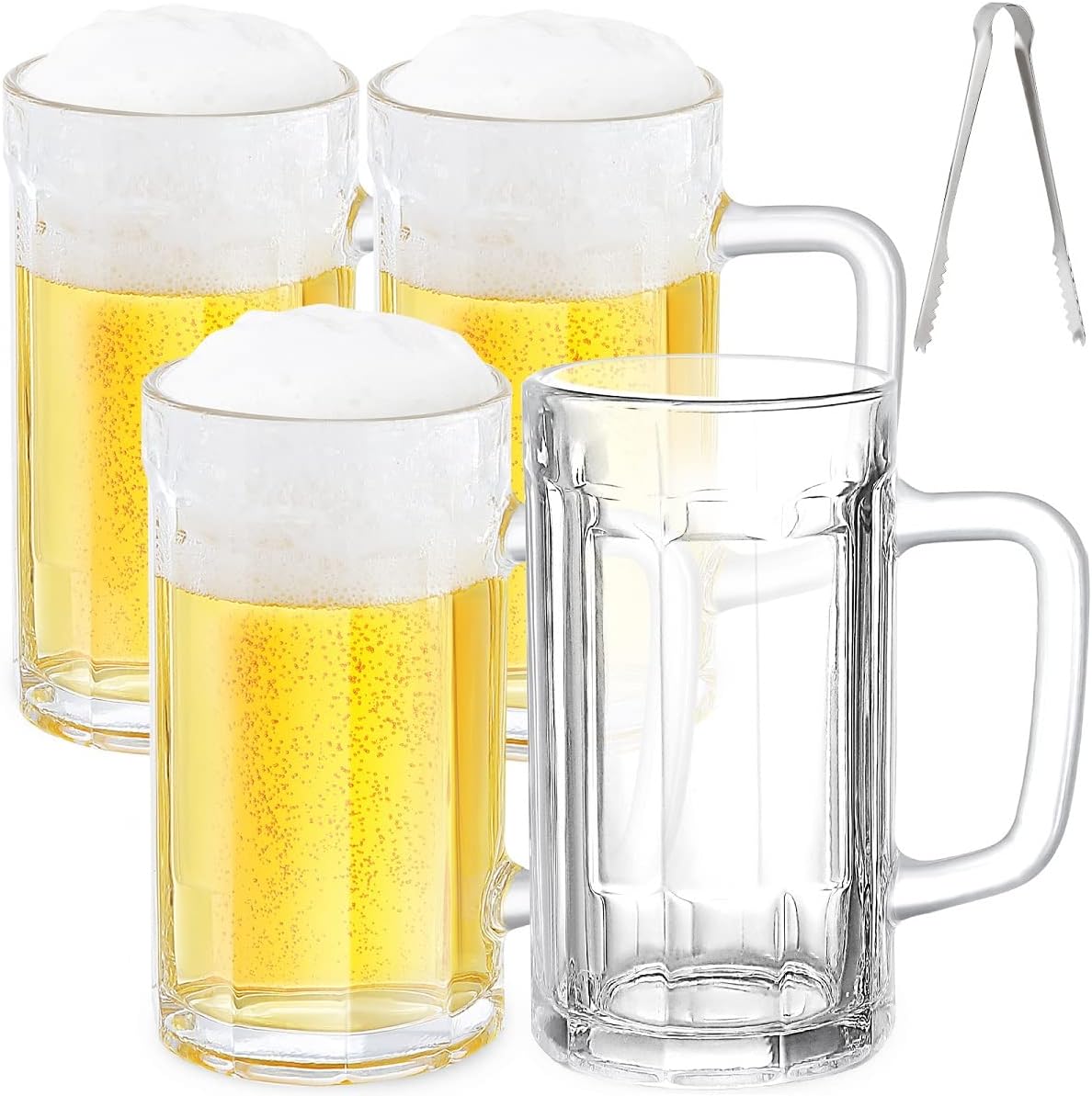 Amazon.com | Plastic Beer Mugs with Handle - Bulk Set of 6 Acrylic Beer ...