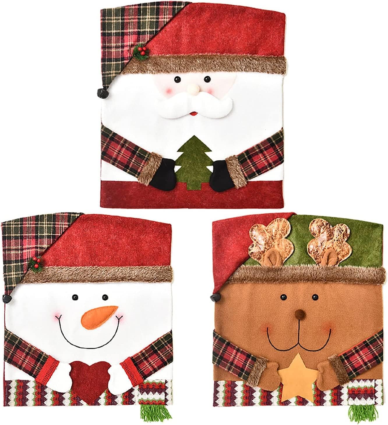 Amazon.com: SYLALE Christmas Chair Covers Set of 4, Cute Cartoon ...