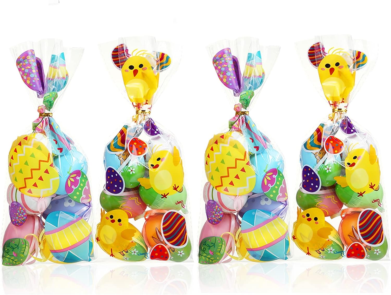 LIHAO 100 Pack Easter Treat Bags Cellophane Candy Bags whit Twist Tie ...