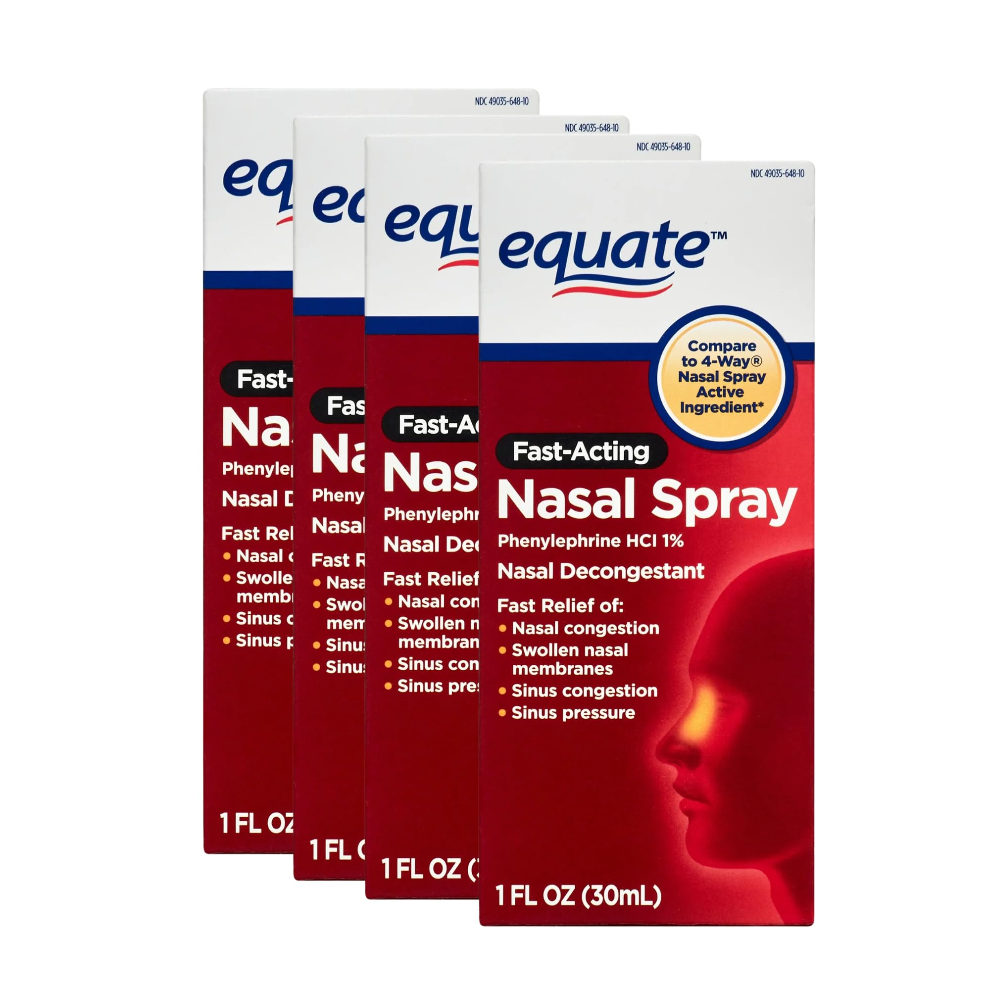 Buy Equate Nasal Four Nasal Spray, Fast Acting Nasal Decongestant, 1 Fl ...