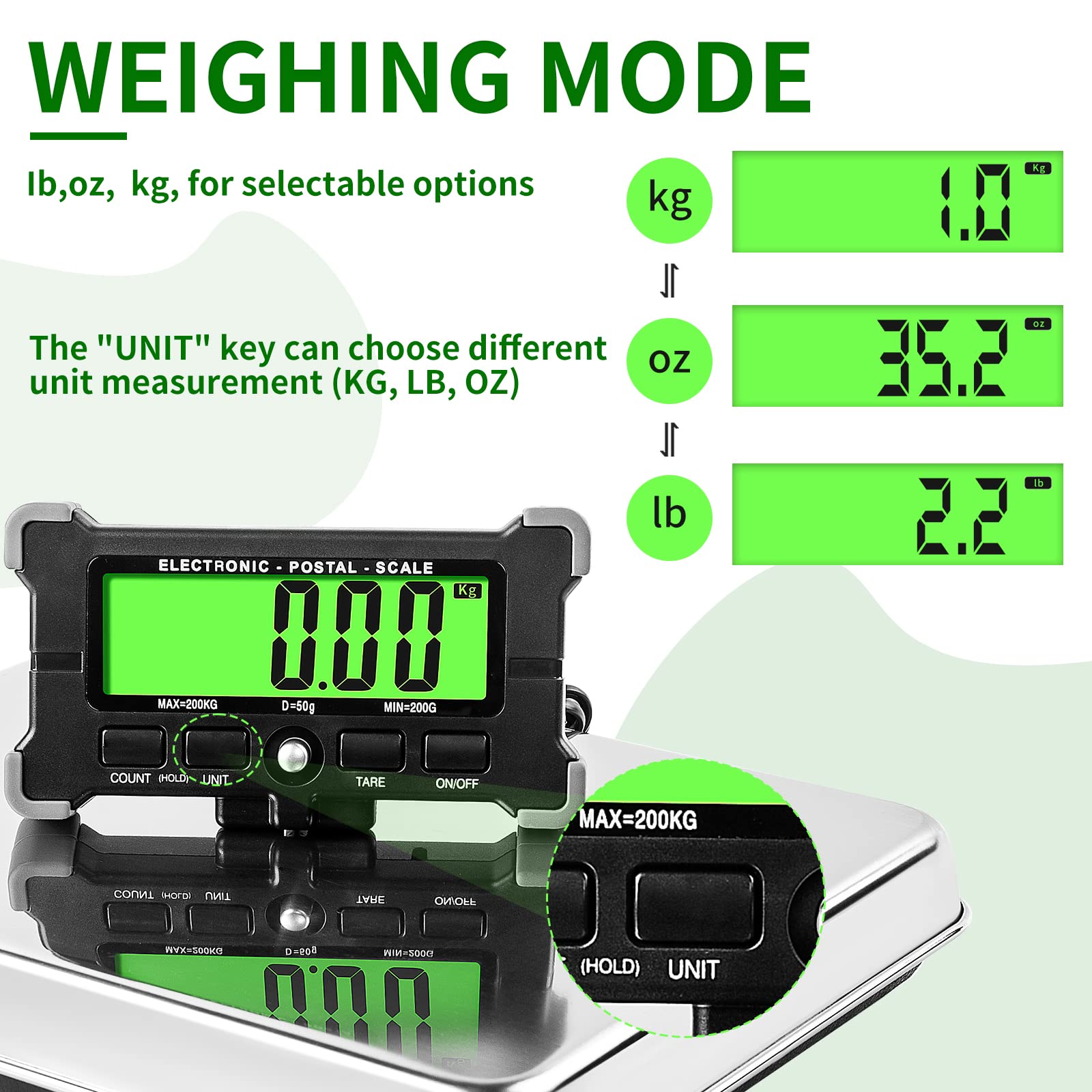 Shipping Scale, Large 440lbs Shipping Postal Scale with High Accuracy ...