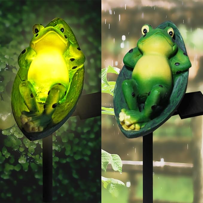 Solar Frog Outdoor Garden Light, Outdoor Path Solar Powered Frog Stake ...