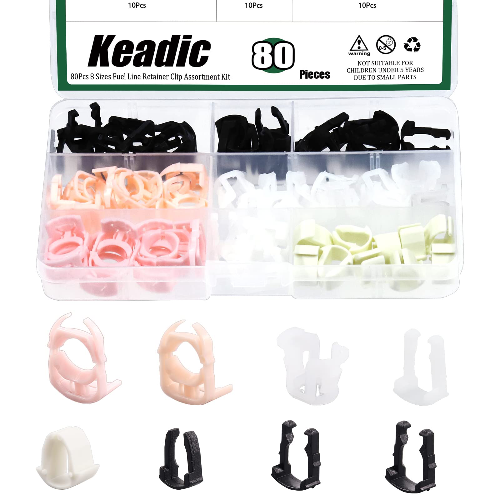 Keadic 80Pcs 8Sizes Fuel Line Retainer Clip Connector Repair Assortment ...