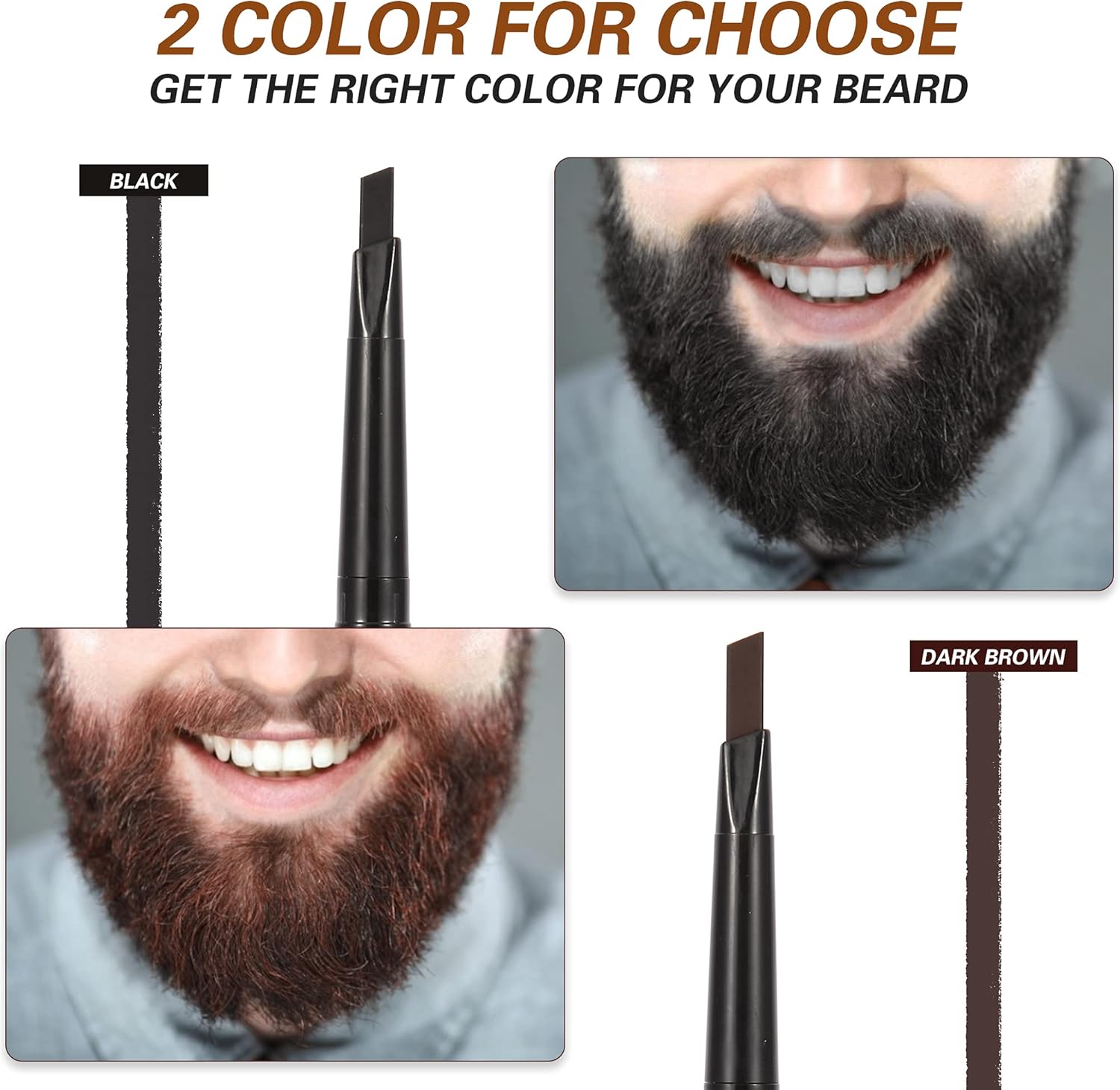 Beard Pencil Filler for Men,black,2 Beard Pen,Fill Gaps and Waterproof ...